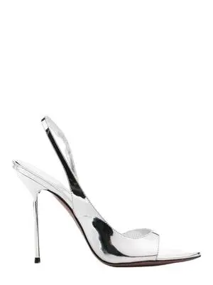 Paris Texas Stiletto Heel Slingback Sandals - Silver