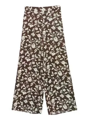 PENNYBLACK Floral Print Wide Leg Trousers - Brown