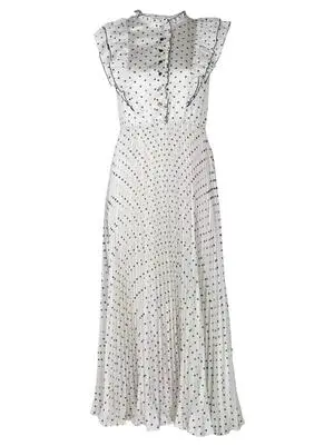 SELF-PORTRAIT Ruffled Polka-dot Mid Dress - Neutrals