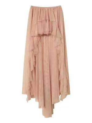 TWINSET Asymmetric Tulle Skirt With Layered Ruffles - Neutrals