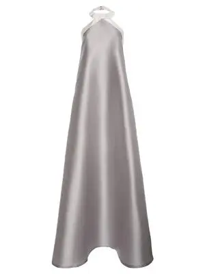 GRETA CONSTANTINE Sparrow Satin Trapeze Gown - Silver