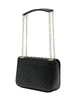 Moschino Perforated Heart Crossbody Bag With Chain Strap - Black