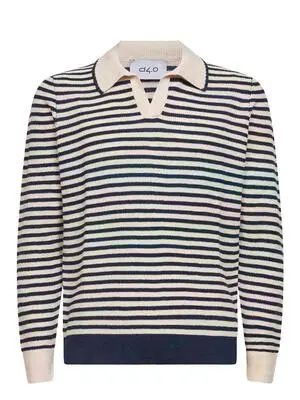 D4.0 Striped-pattern Polo Shirt - Neutrals