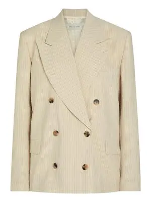 Dries Van Noten Pinstriped Double-breasted Blazer - Ecru