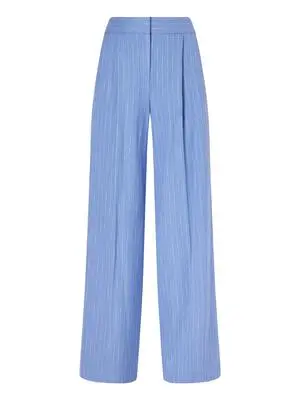 Veronica Beard Heyser Pinstriped Canvas Wide-leg Trousers - Blue