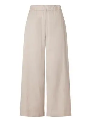 Max Mara Max Mara Pece Cotton-Blend Wide-Leg Trousers Neutrals