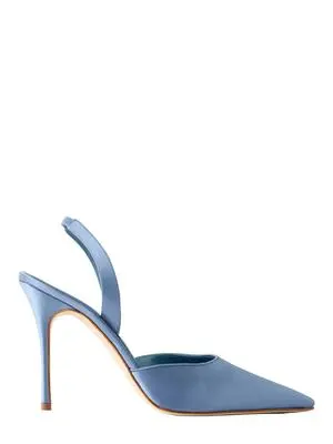 Manolo Blahnik Satin Slingback Pumps - Blue