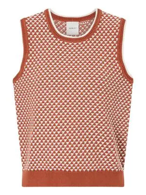 Varley Jenson Two-tone Knitted Cotton Vest - Red