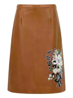MARNI Marni Floral Intarsia Leather Skirt