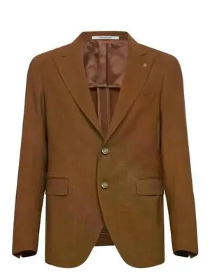 Tagliatore Logo-pin Peak-lapel Single-breasted Wool Blazer - Brown