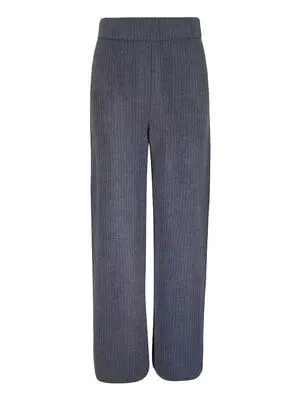 Lafayette 148 New York Ribbed Knit Straight Leg Trousers - Grey