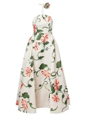 LEO LIN Leo Lin Floral Bustier Gown Beige