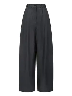 STUDIO TOMBOY TOMBOY Wide-Leg Pleated Cotton Trousers Grey