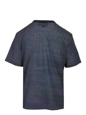 AMI Paris Striped Short Sleeve T-shirt - Blue