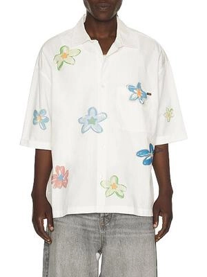 NAHMIAS Super Bloom Cropped Short Sleeve Shirt - White