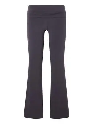 SKIMS Stretch-cotton Jersey Foldover Waist Flared Pants - Gray