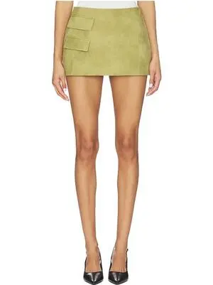 Baum Und Pferdgarten Faux Suede Skirt With Faux Pockets - Olive