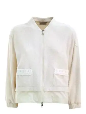 Moncler Bouclé Zip-up Sweater - Neutrals
