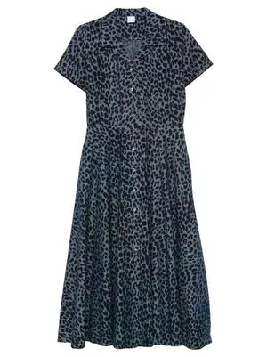 Aspesi Leopard Print Midi Dress - Blue