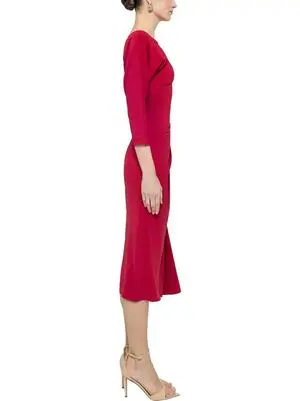 NISSA Pleat Midi Dress - Red