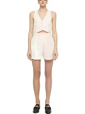 NISSA High-waisted Striped Shorts - Neutrals