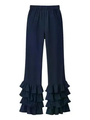 NOUVELLE SILK95FIVE Ruffled Hem Trousers - Blue