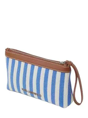 Karl Lagerfeld Stripe Autograph Pouch - Blue