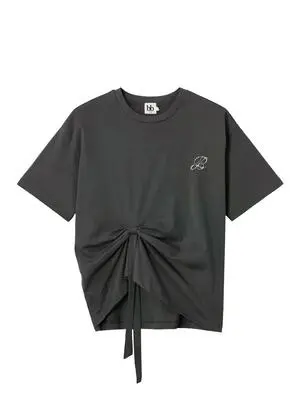 B+AB Cotton T-shirt With Knot Detail - Grey