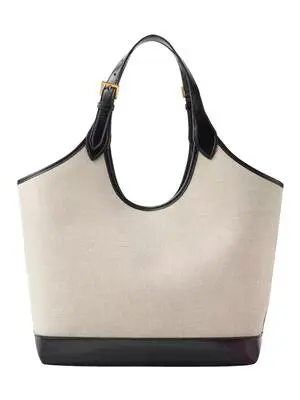 Versace Rivière Large Canvas Tote With Medusa Cameo - Neutrals
