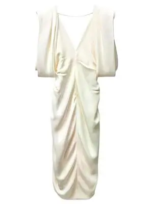 Versace Midi Crêpe Marocaine Silk Dress - White