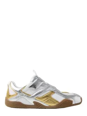 Versace Galaxia Metallic Leather And Mesh Sneakers - Silver
