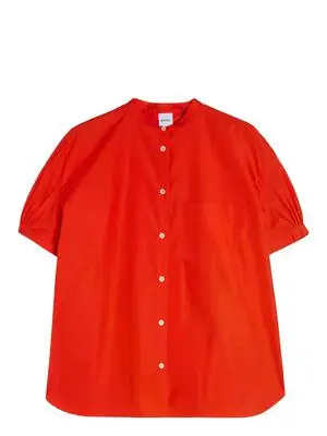 Aspesi Short Sleeve Shirt With Band Collar And Pocket - Red