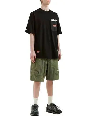 FINGERCROXX Cargo Shorts With Belted Waist And Logo Detail - Green