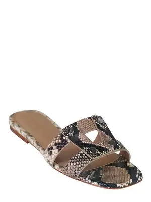 Veronica Beard Via Slide Snake-embossed Flat Sandals - Neutrals