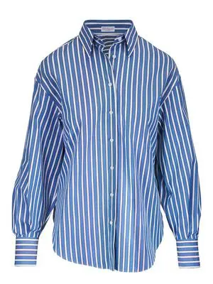 Brunello Cucinelli Striped Cotton Shirt - Blue