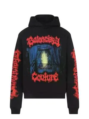 Balenciaga Graphic Print Hoodie - Black