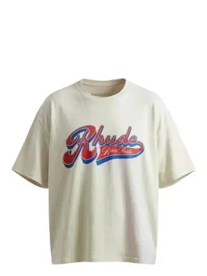 Rhude Logo-print Cotton T-shirt - Neutrals