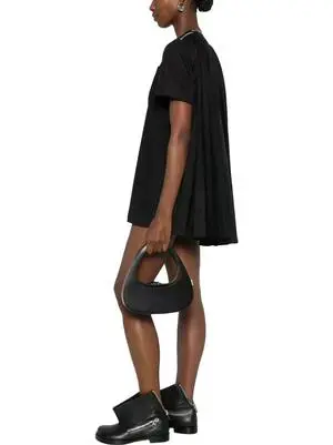 Sacai Pleated Detail Mini Dress - Black