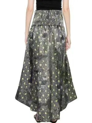GANNI Pocket Floral Maxi Skirt - Grey