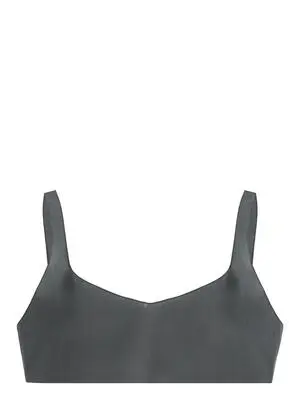 Prada Silk Crepe De Chine Cropped Top - Grey