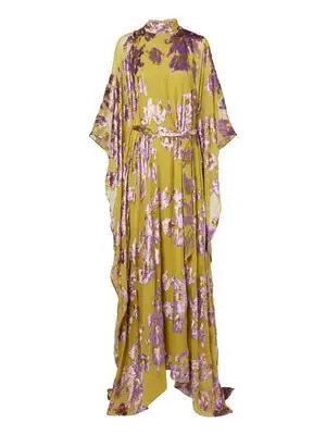 TALLER MARMO Leonor Floral Fil Coupe Kaftan - Yellow