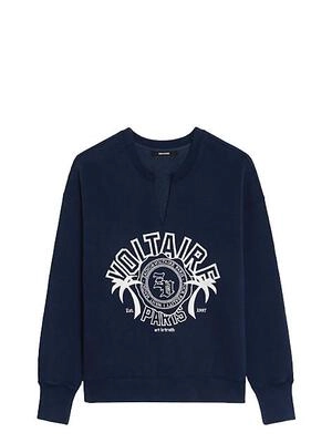 Zadig&Voltaire Olive Logo-print Cotton-jersey Sweatshirt - Encre