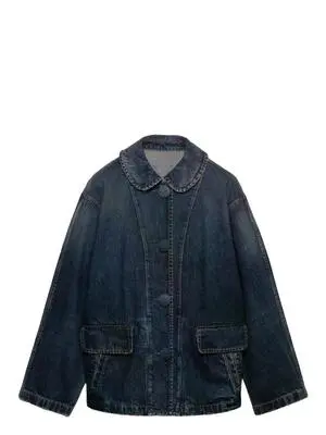 Prada Washed Denim Blouson Jacket - Blue