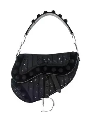 Dior 2002 Saddle Beaded-embelishments Shoulder Bag - Black