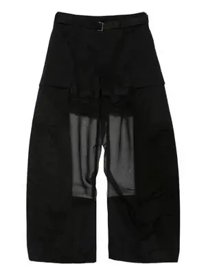 Sacai Belted Cargo Trousers With Sheer Detail - Black