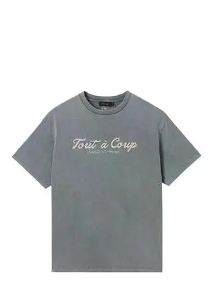TOUT A COUP Tout À Coup Embroidered Cotton T-shirt - Grey