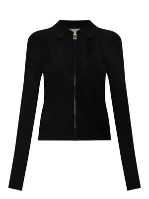 Victoria Beckham Zip Cardigan With Collared Neckline - Black