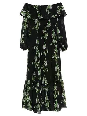 Cynthia Rowley Off-the-shoulder Floral Maxi Dress - Black