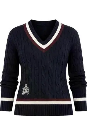 Ralph Lauren Cable Knit V-neck Sweater - Blue