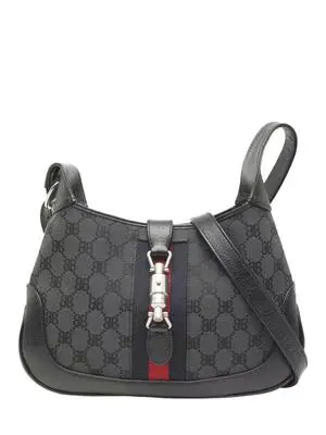 Balenciaga X Gucci The Hacker Project Small Bb Canvas Web Jackie 1961 Crossbody Bag - Black